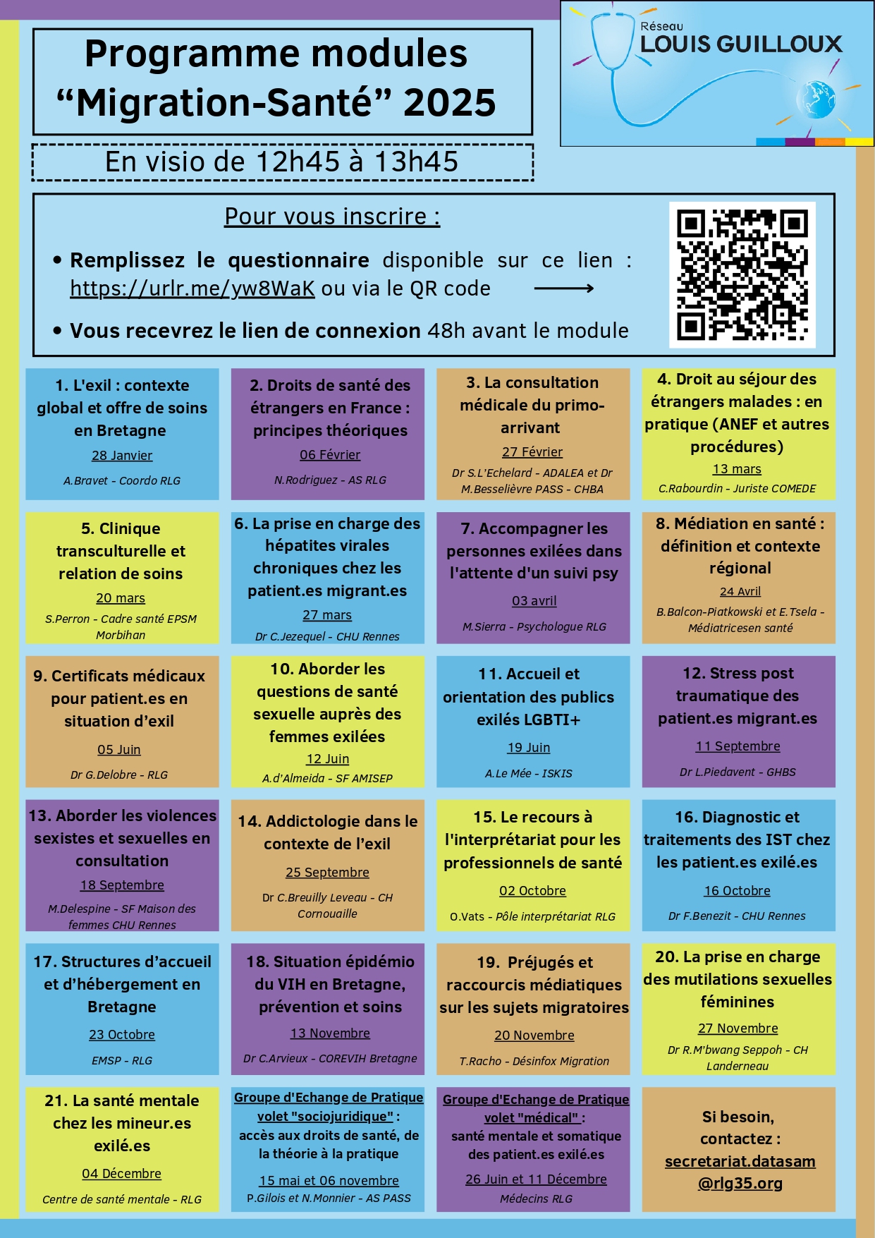 Programme 2025 des modules "Migration-Santé" - DATASAM-RLG